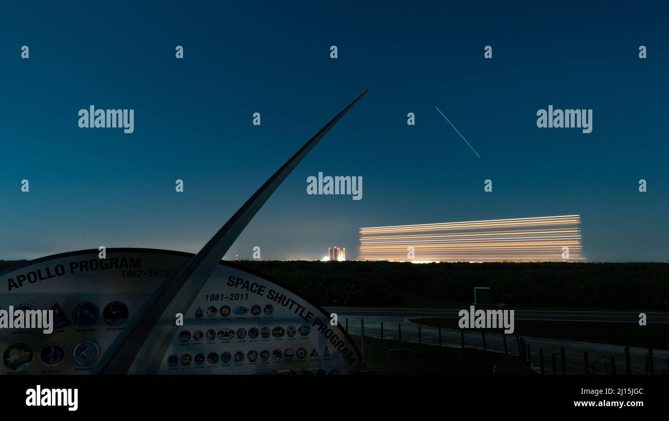 In this 30 minute exposure, NASA’s Space Launch System (SLS) rocket ...