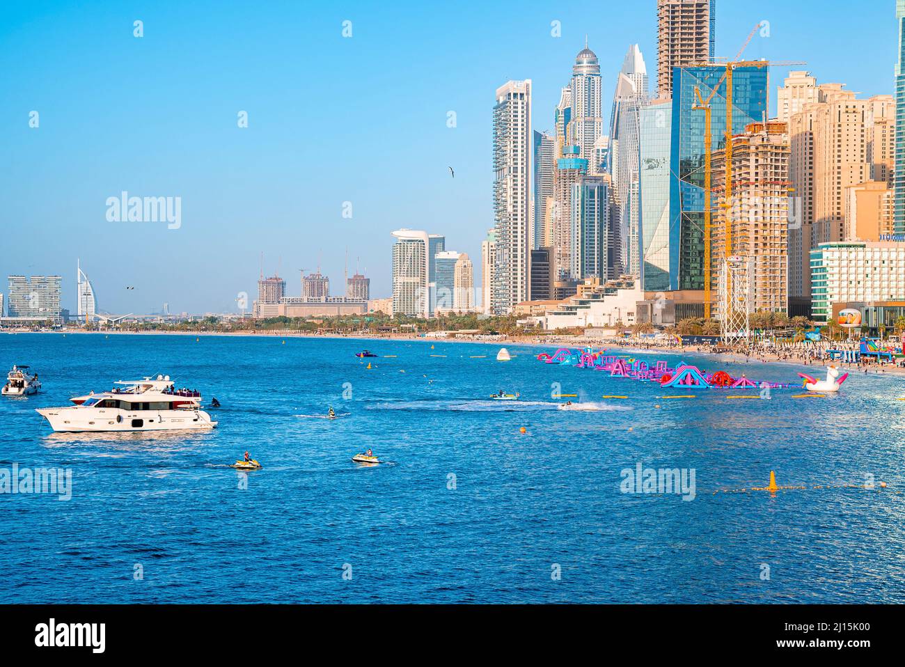 Beautiful modern residential buildings with beach in foreground Stock ...