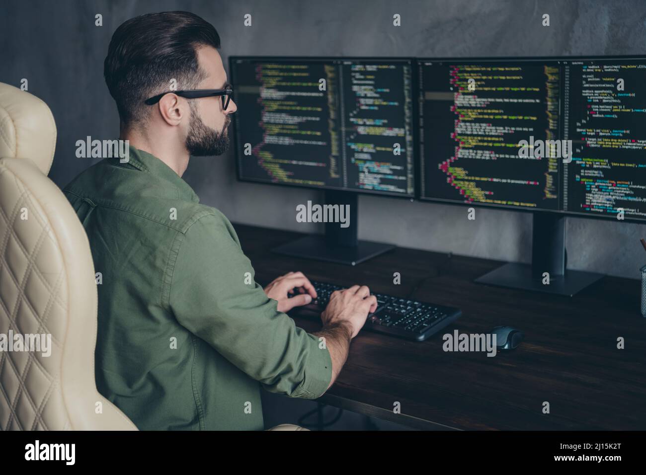 Profile side view portrait of attractive intellectual skilled guy ...