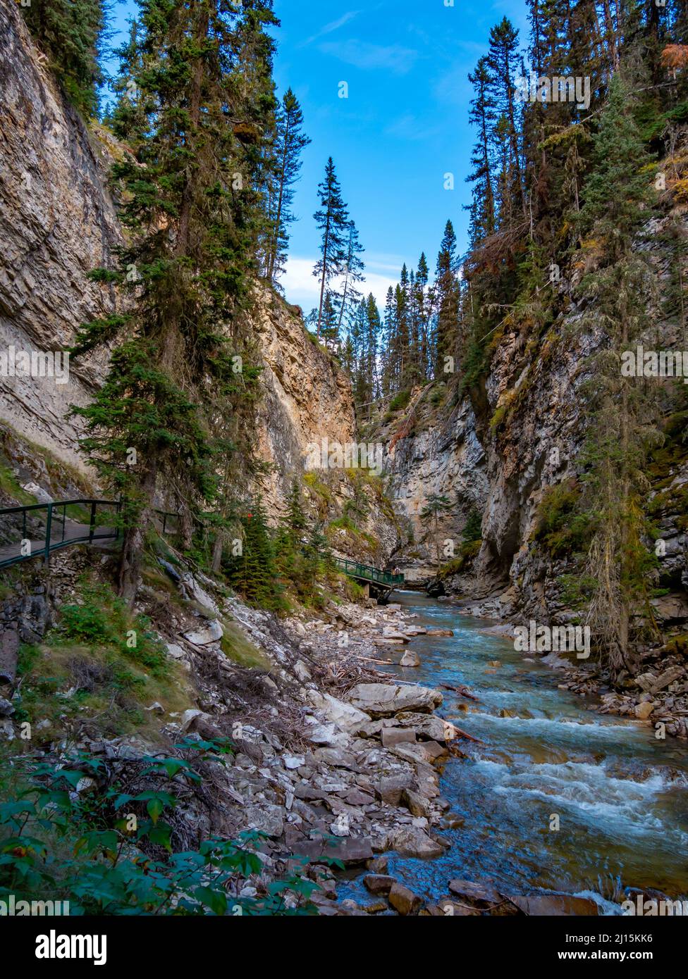Johnston Canyon in Banff National Park in Alberta Canada. This popular ...