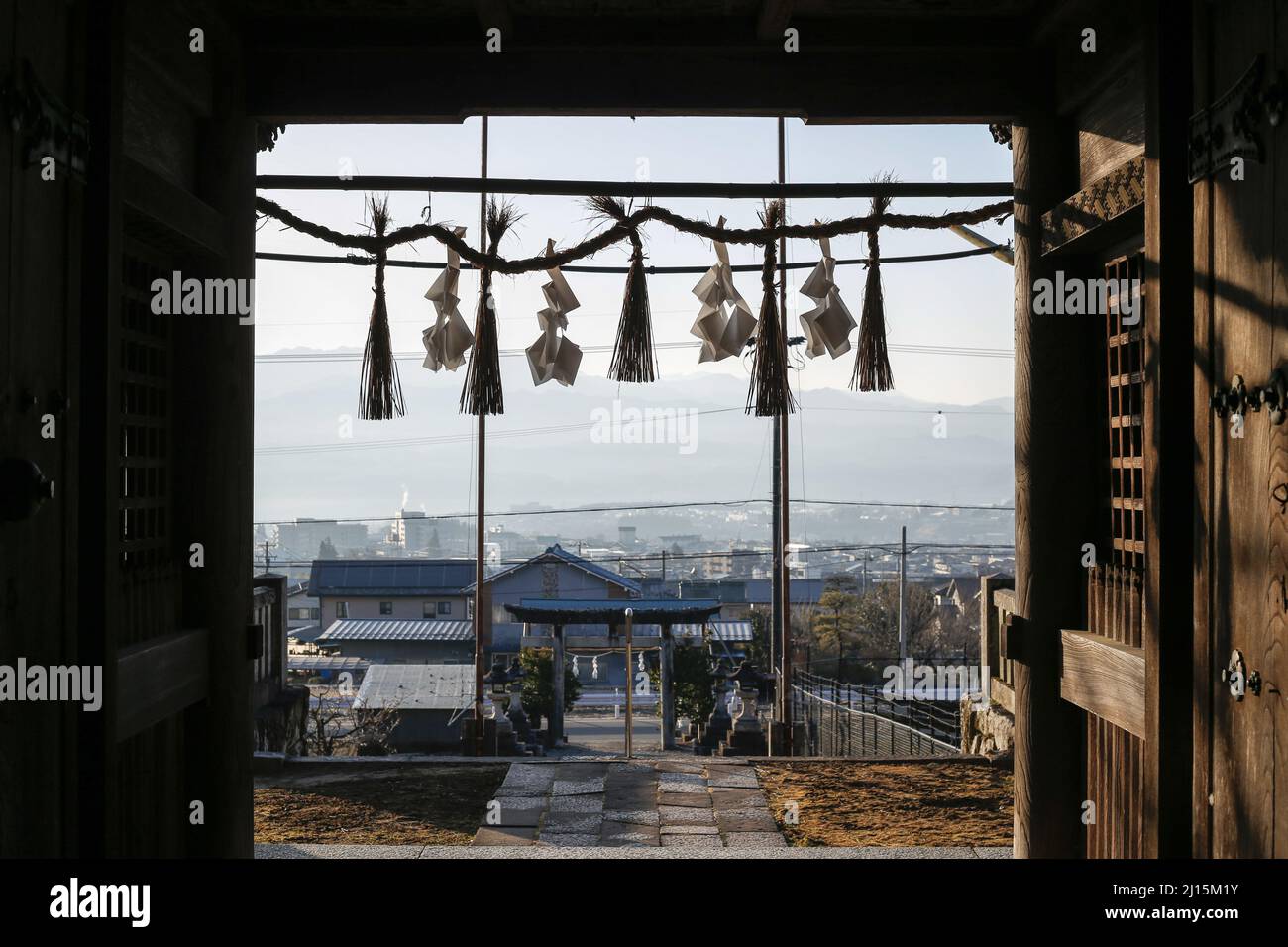 iida, nagano, japan, 2022/03/03 , Detail of the Suijin Gate, at the ...