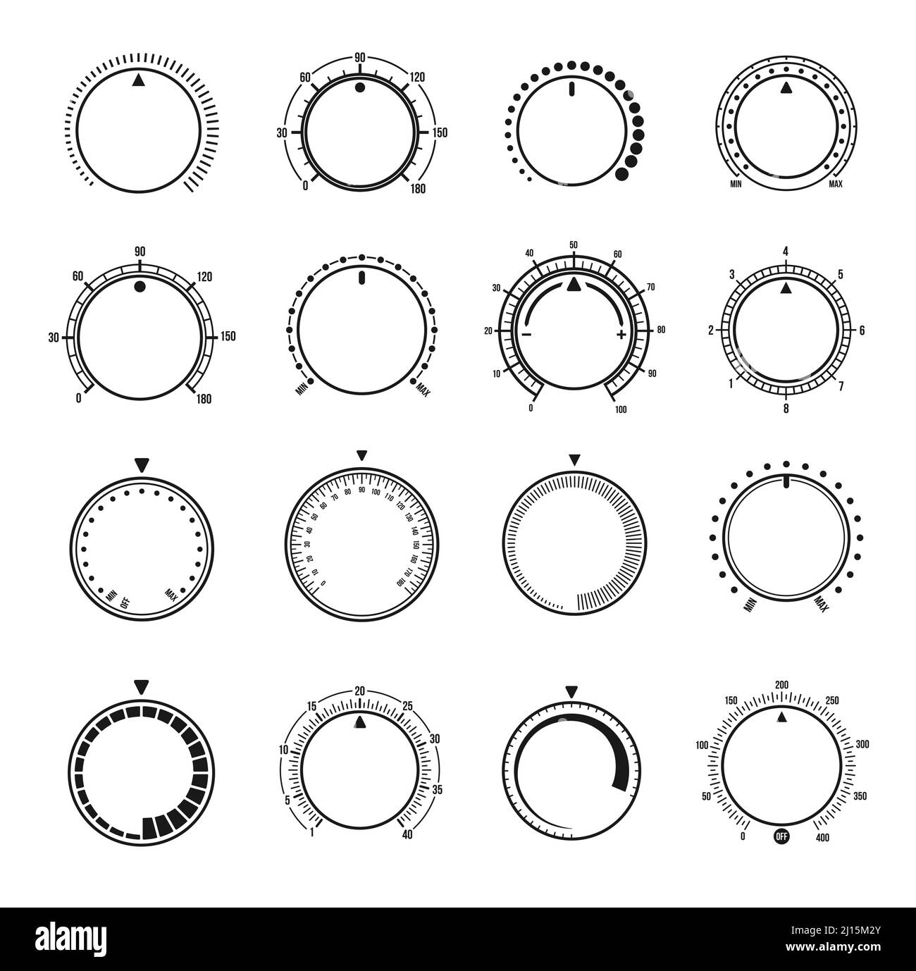 Volume round knob switches and music sound control interface, vector ...