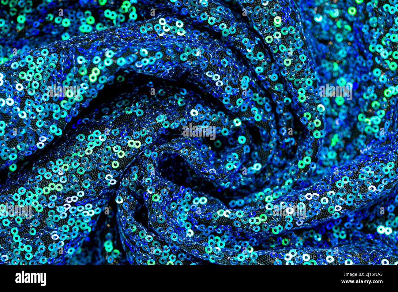 Green blue sequins background.Shiny blue and green fabric.Handicraft ...