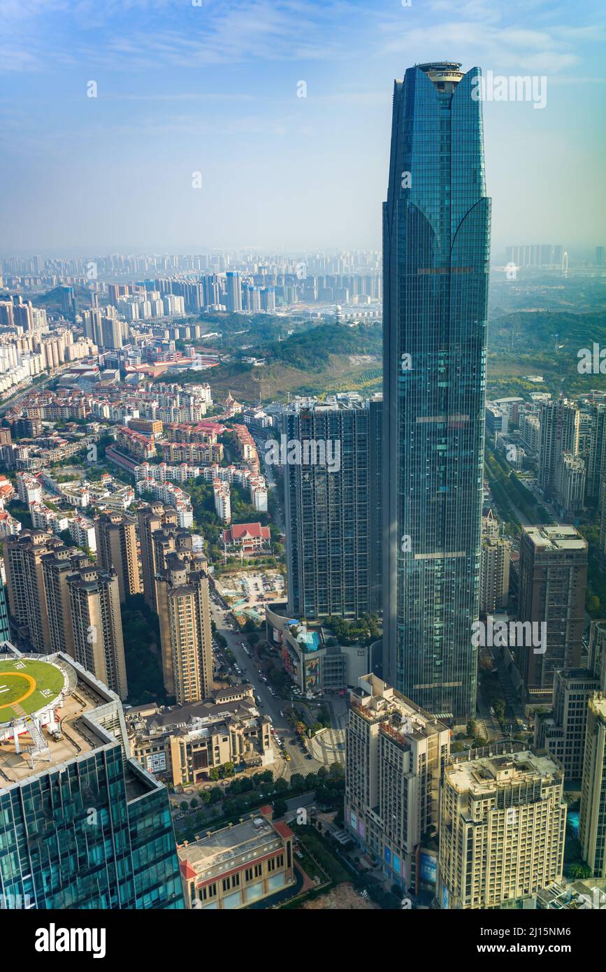 View of urban high-rise buildings in Nanning, Guangxi, China from above Stock Photo - Alamy