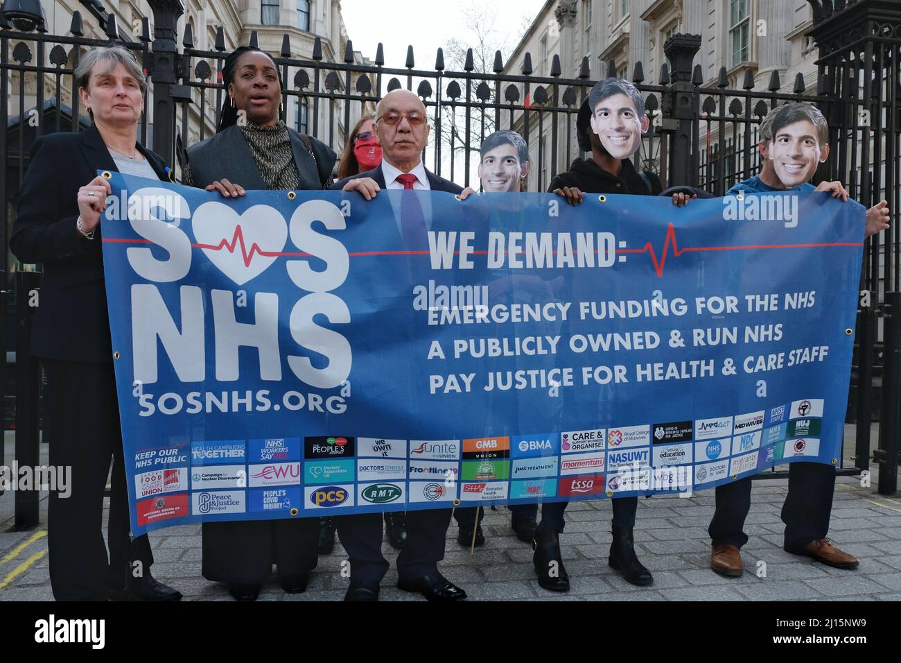 London, UK. NHS staff hand in a petition signed by over 100,000 people ...