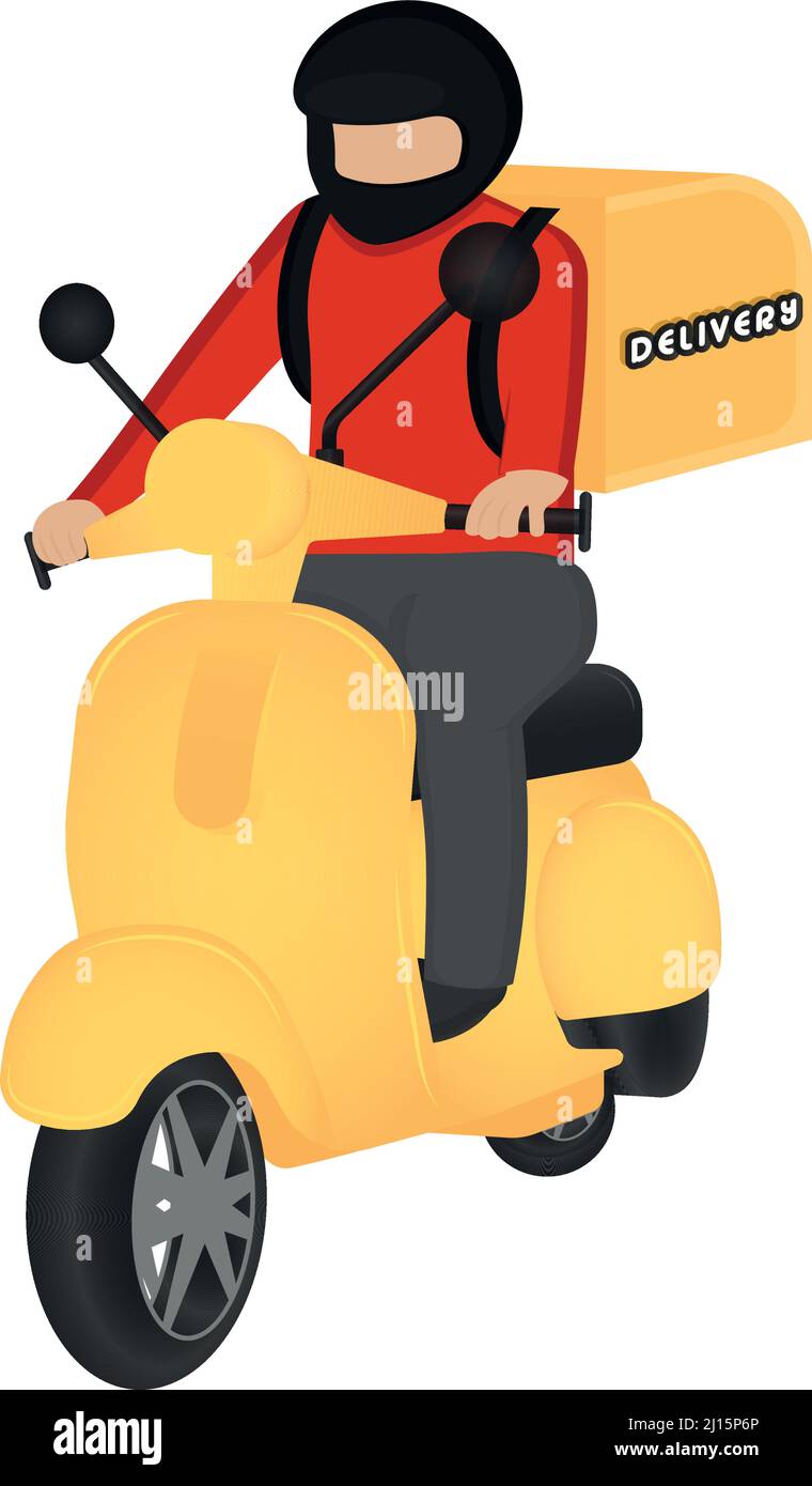 Isolated yellow delivery scooter bike with a driver Vector Stock Vector ...