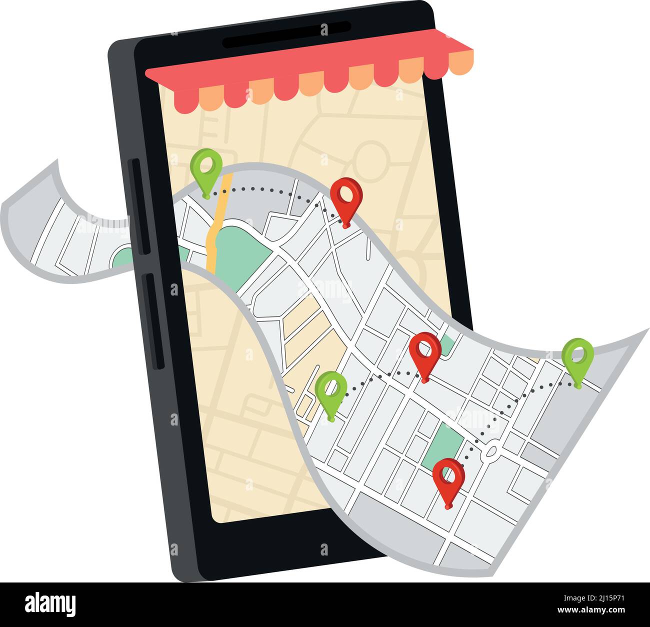 Isolated smartphone with a 3d application map Vector Stock Vector Image ...