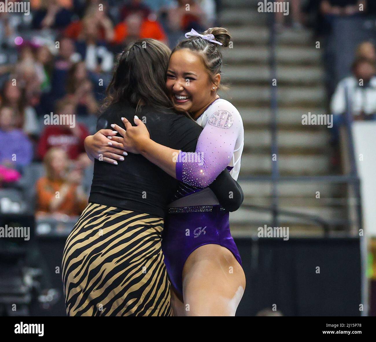 Birmingham, AL, USA. 19th Mar, 2022. LSU's Aleah Finnegan embraces ...
