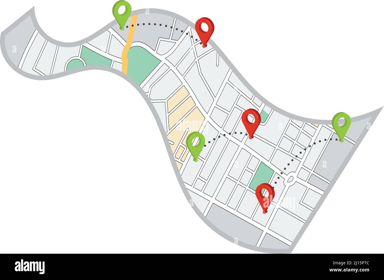 Isolated web application map with pins Vector Stock Vector Image & Art ...