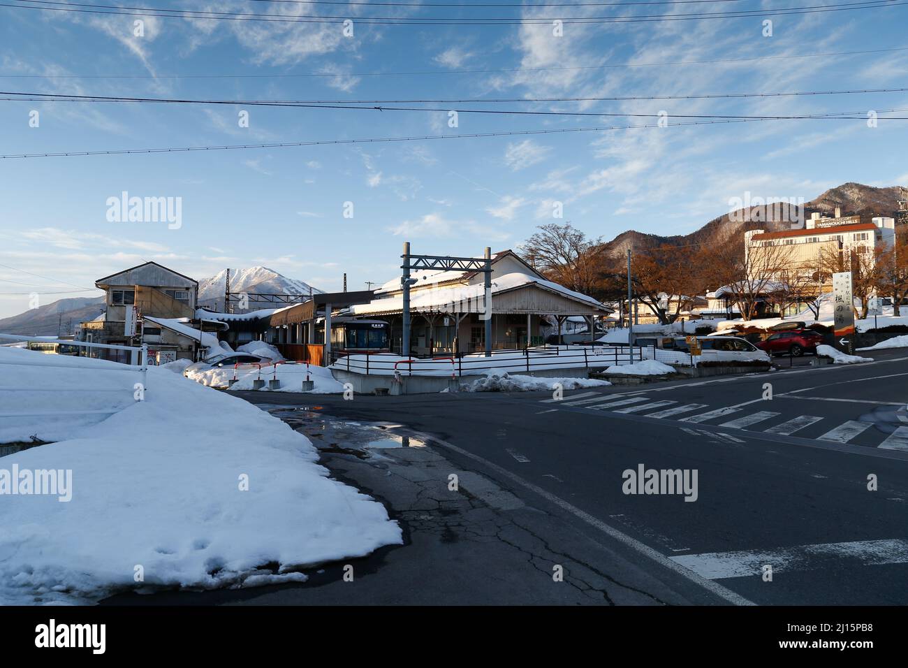 Yudanaka, Nagano, Japan, 2022/22/01 , station of Yudanaka Onsen in ...
