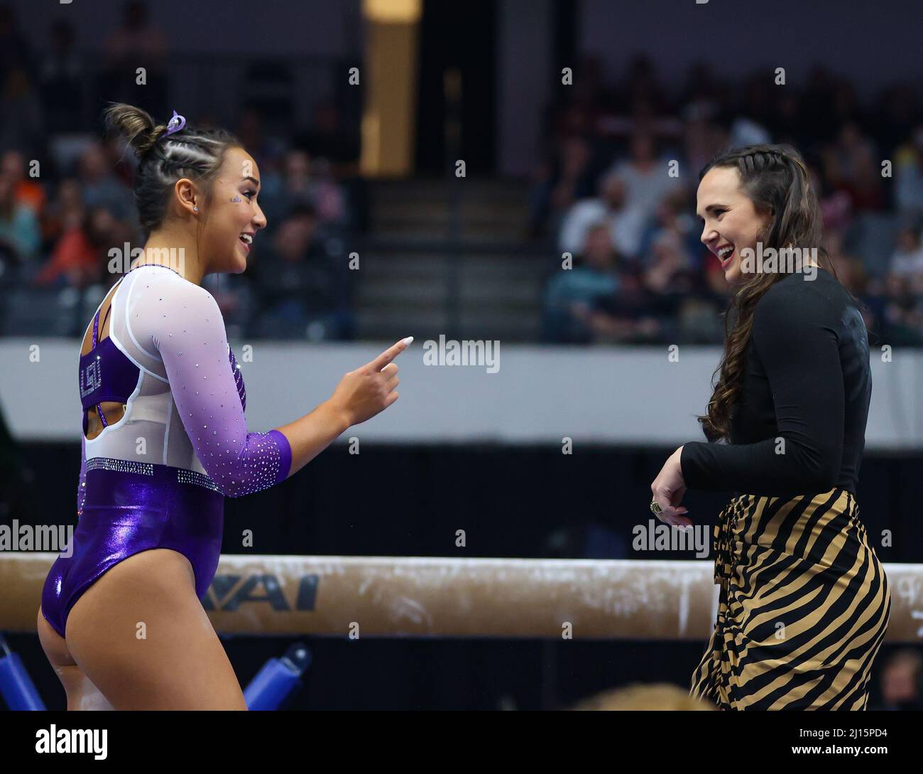 Birmingham Al Usa 19th Mar 2022 Lsus Aleah Finnegan Speaks With Assistant Coach Ashleigh