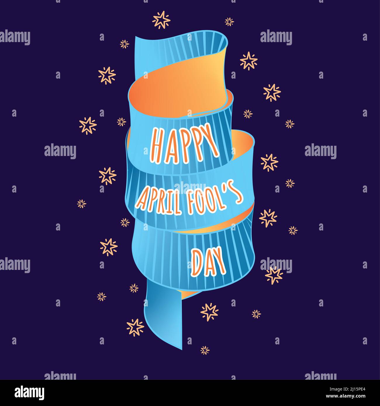 April fool day template Shiny blue ribbon with stars and text Vector ...