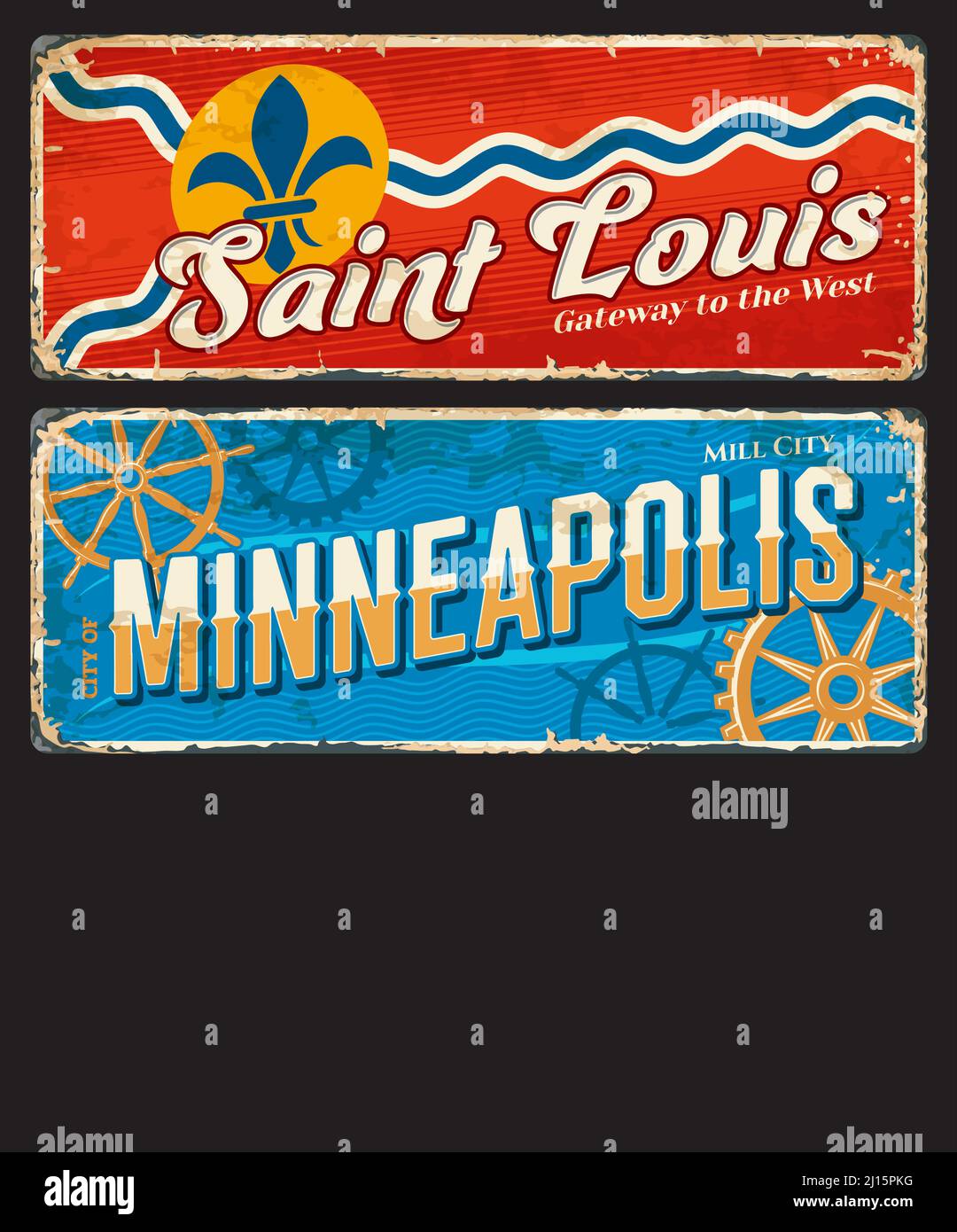 Detroit, Minneapolis and Saint Louis american cities plates and travel ...