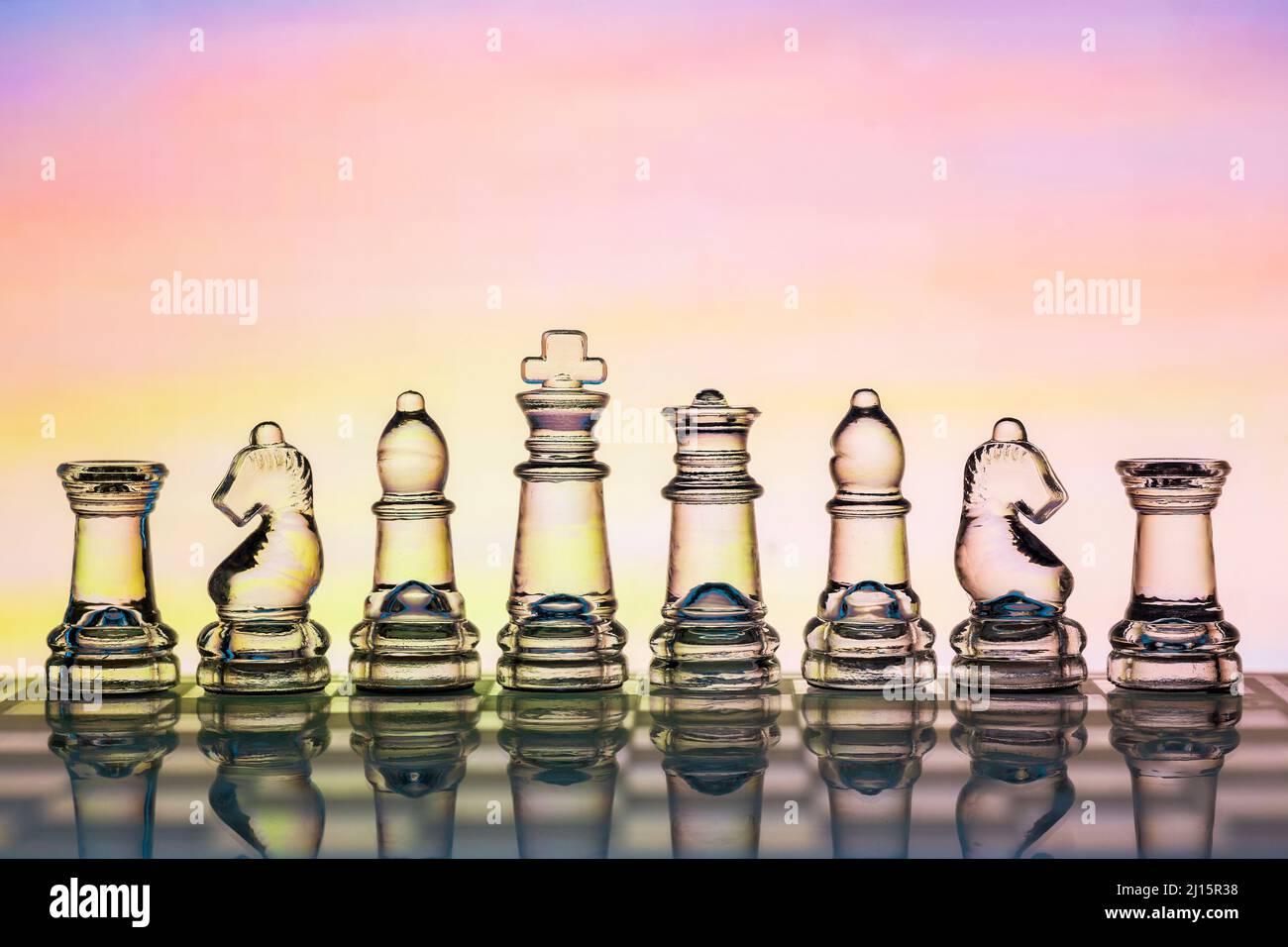 Glass chess on the chess board Stock Photo - Alamy