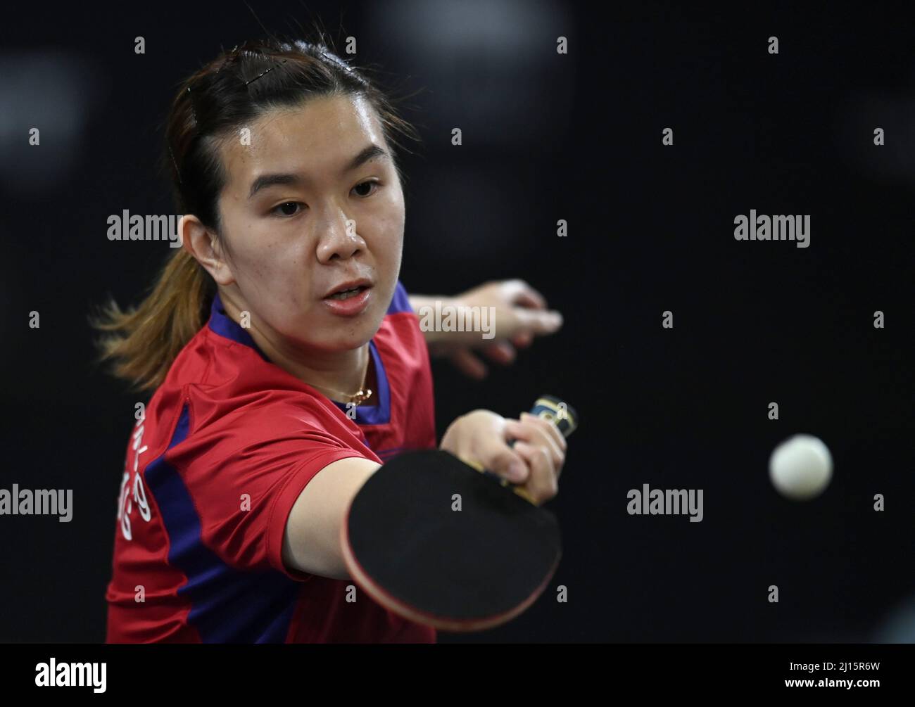 Doha, Qatar. 22nd Mar, 2022. Lee Ho Ching of China's Hong Kong competes ...