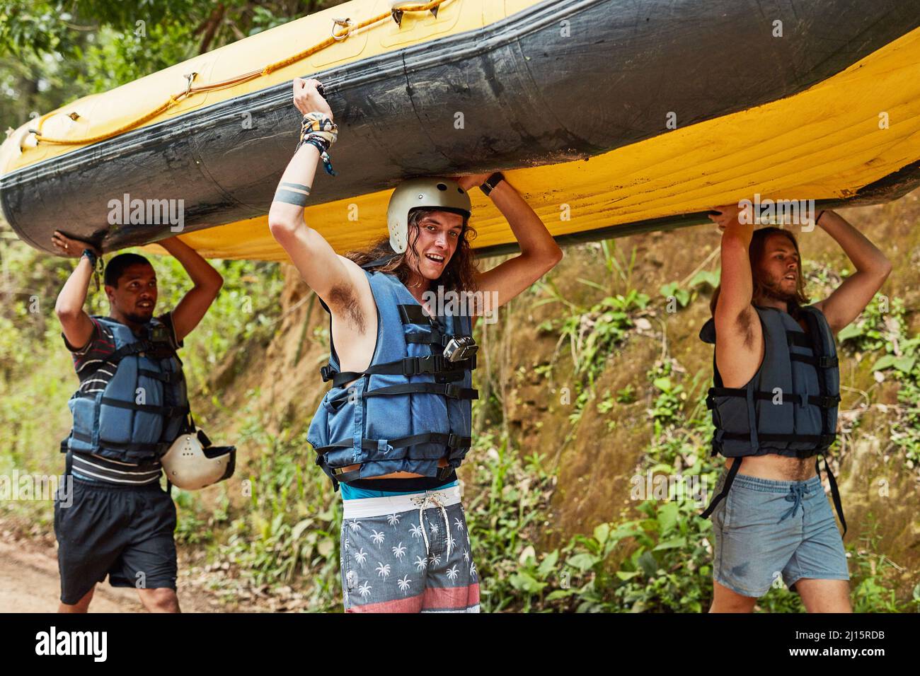 Never stop exploring. Shot of a group of friends on their way to the ...