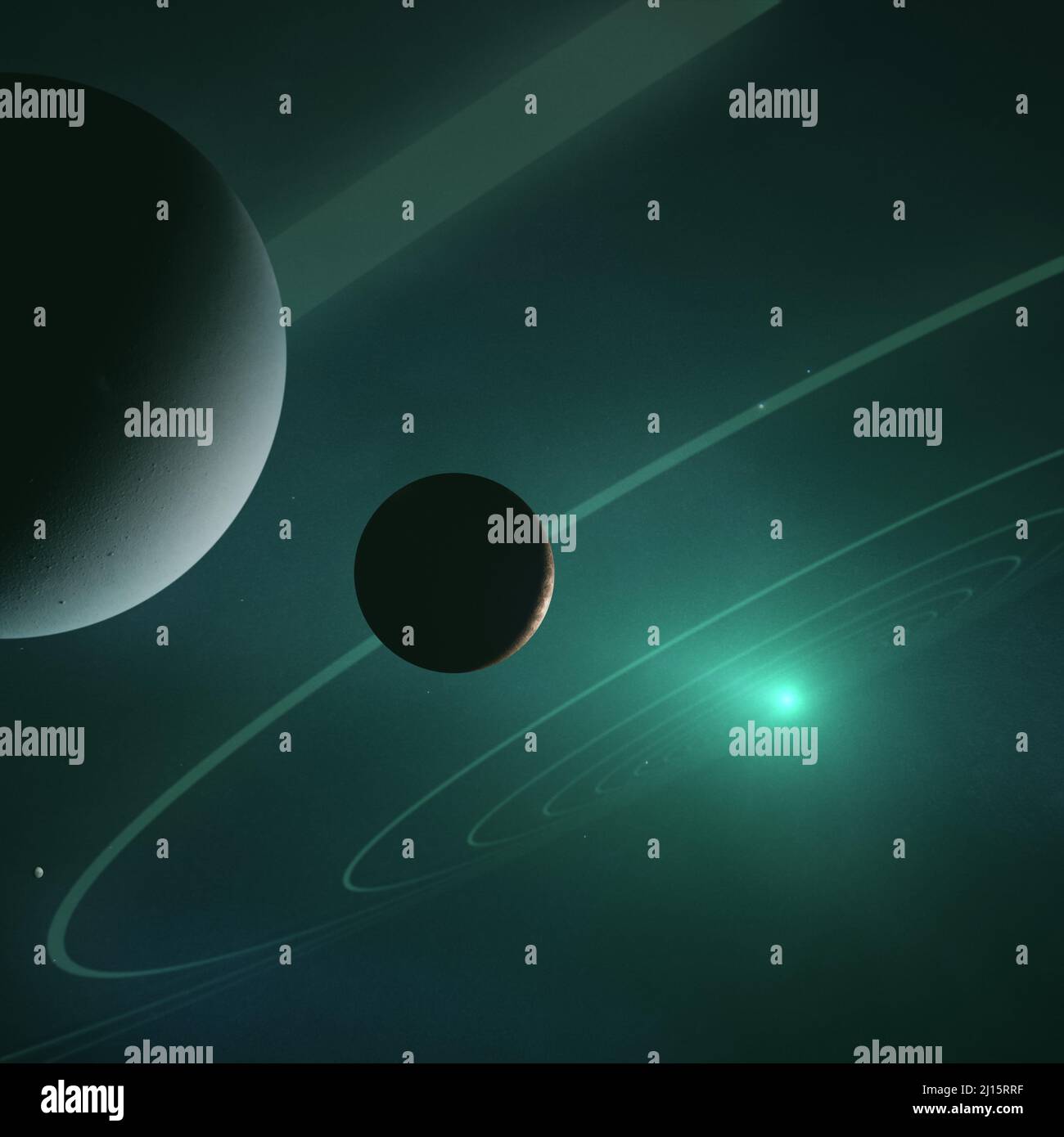 Exoplanets in orbital system, composite image Stock Photo - Alamy