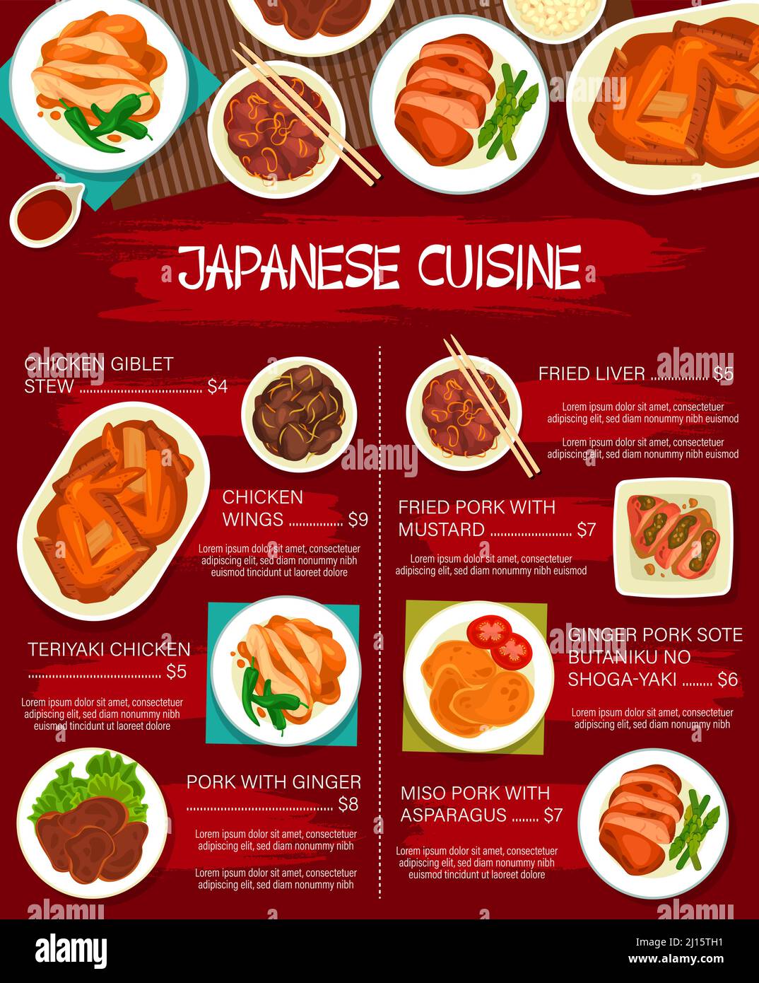 Japanese cuisine meals and dishes menu page. Chicken giblet stew ...