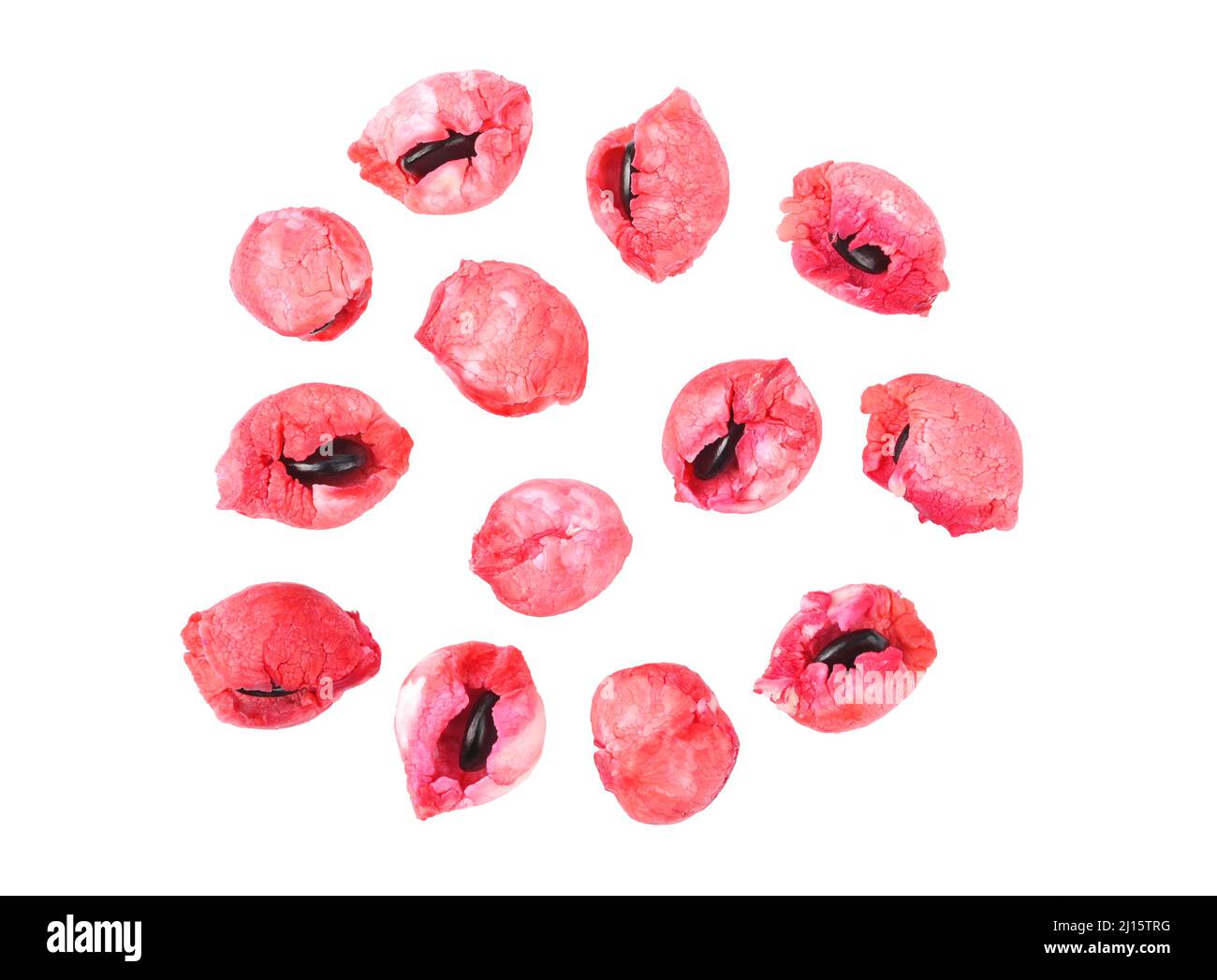Pink manila tamarind isolated on white background. Top view Stock Photo ...