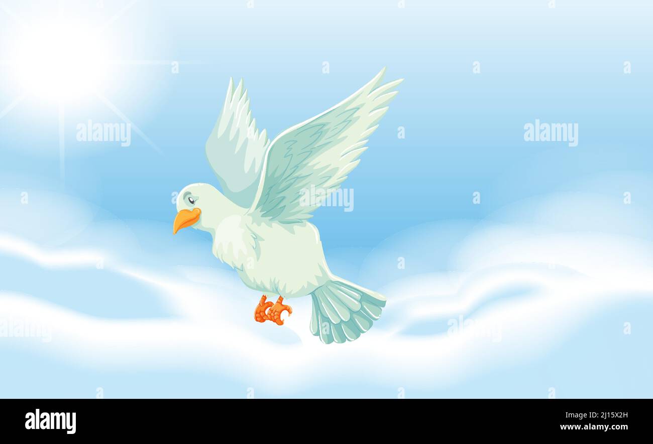 White bird flying on sky illustration Stock Vector Image & Art - Alamy
