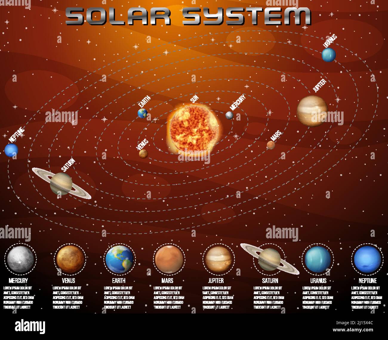 Solar system for science education illustration Stock Vector Image ...