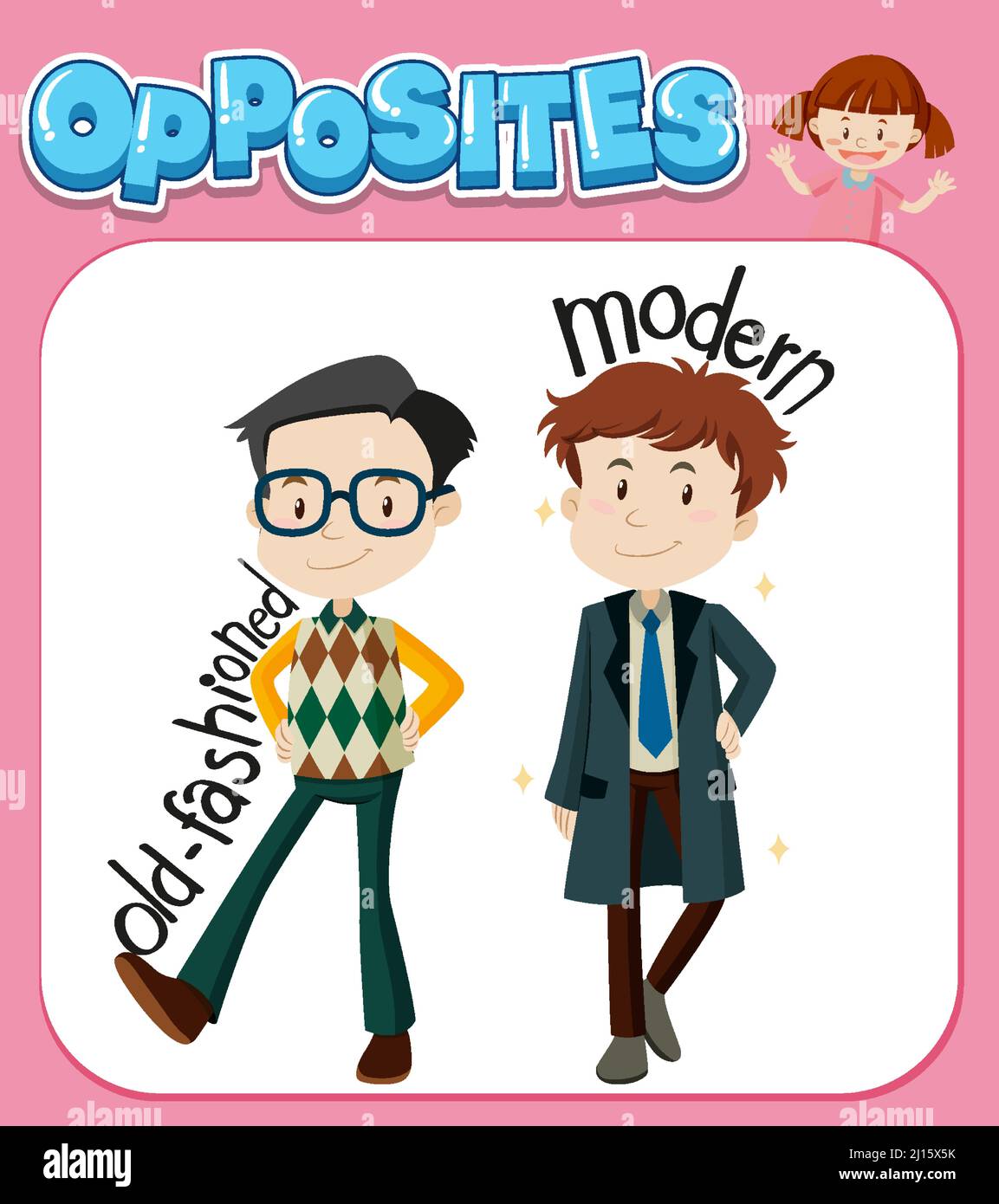 Opposite words for old fashioned and modern illustration Stock Vector ...