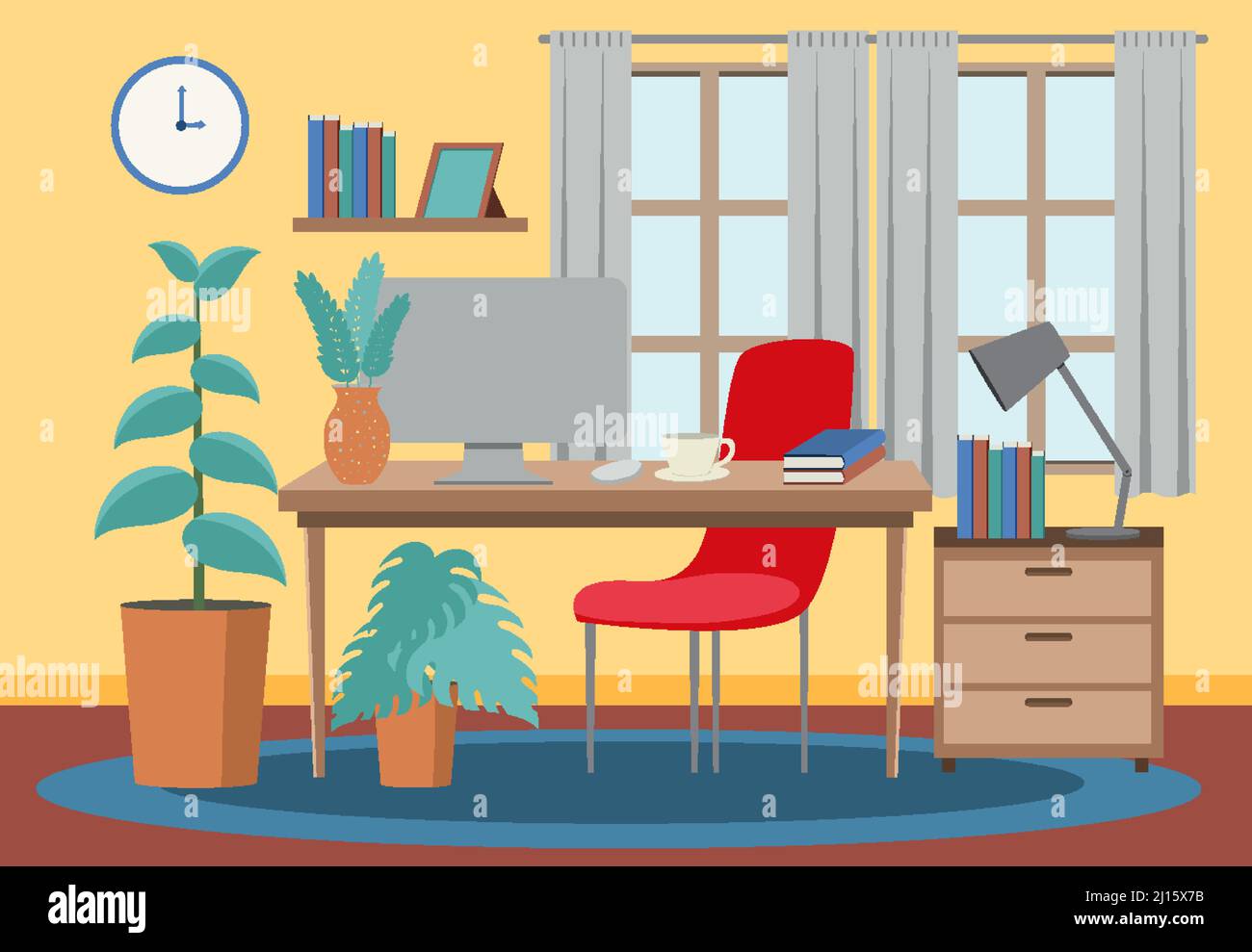 Workroom interior in flat design concept illustration Stock Vector ...
