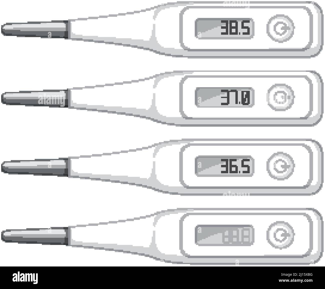 Set of different digital thermometer temperatures illustration Stock ...