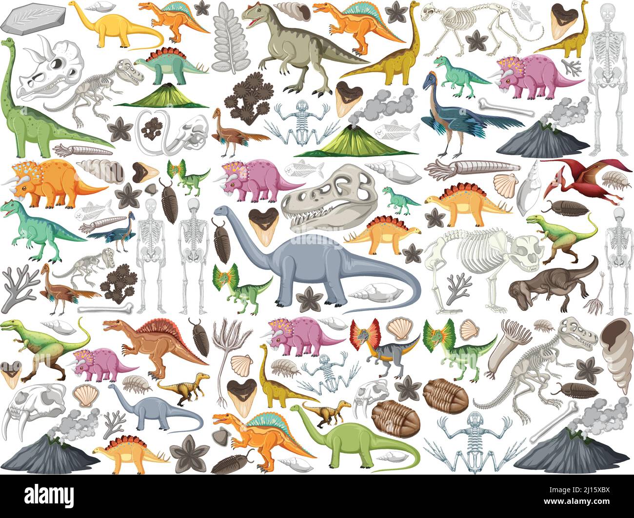 Set of different prehistoric dinosaur animal illustration Stock Vector ...
