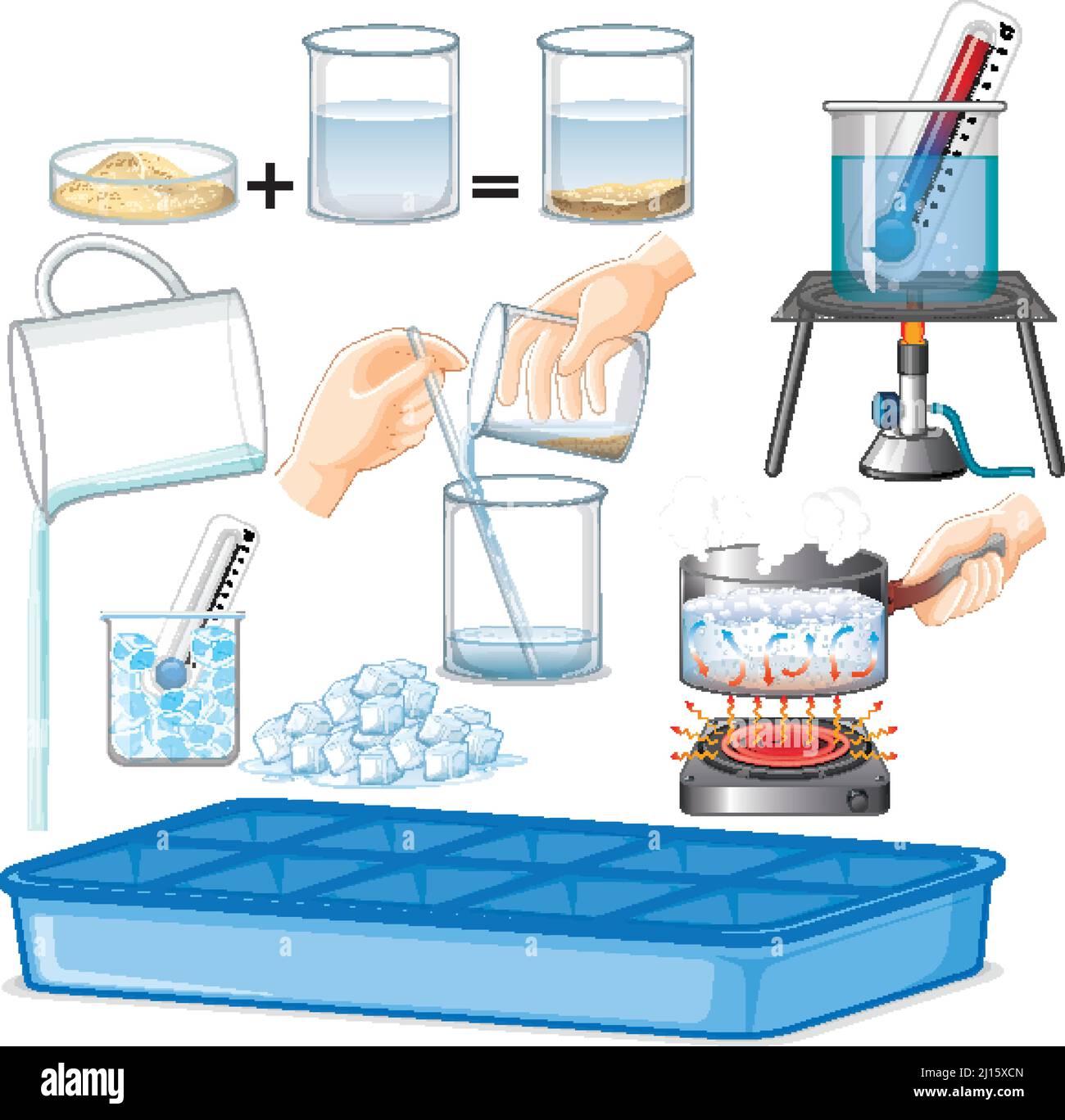 Science experiments with water status illustration Stock Vector Image ...