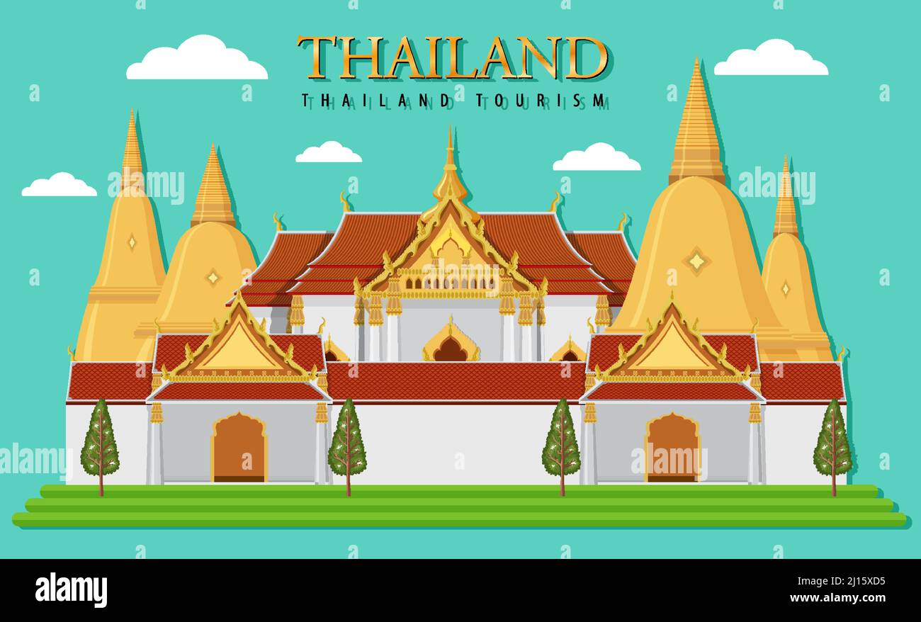 Thailand iconic tourism attraction background illustration Stock Vector ...