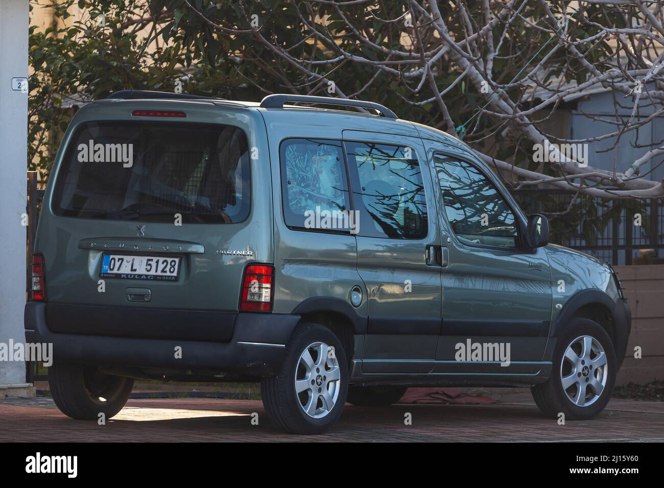 Side; Turkey – March 01 2022: gray Peugeot PARTNER is parked on the ...