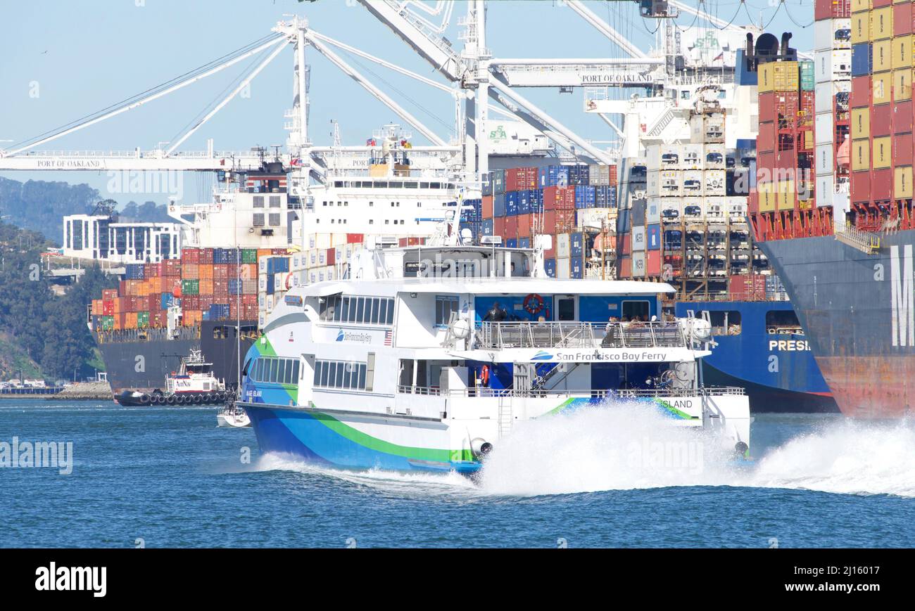 Oakland, CA - March 10, 2022: San Francisco Bay Ferry MARE ISLAND ...