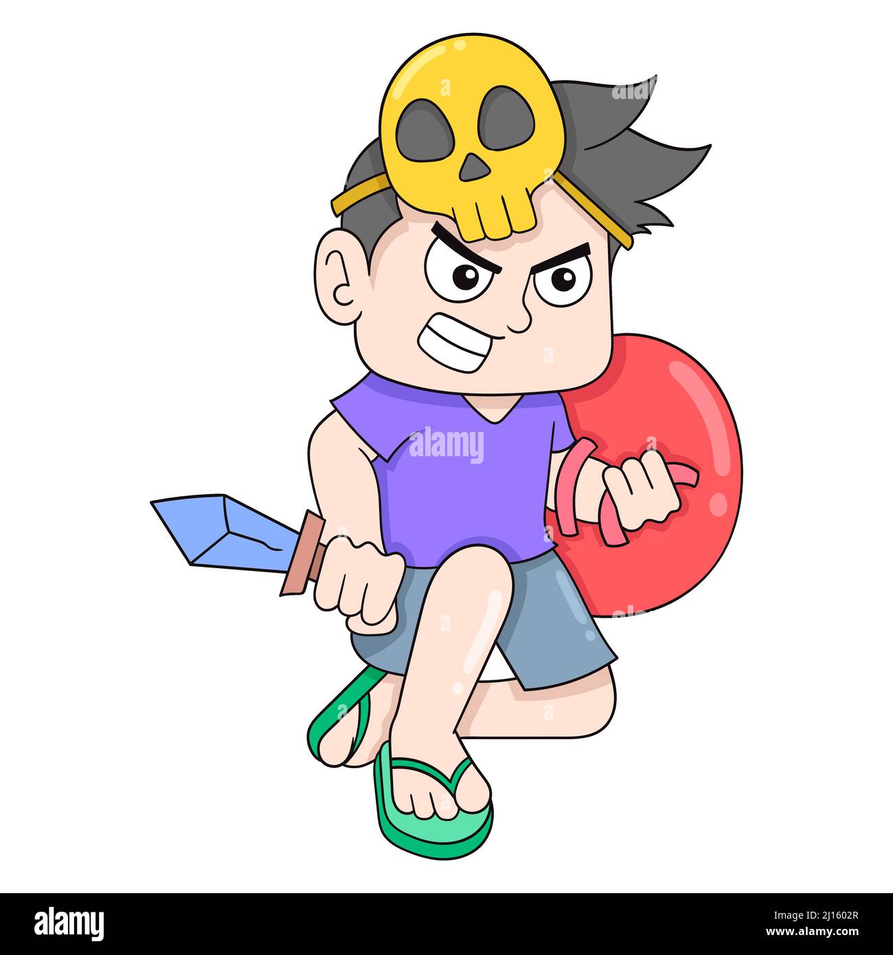 aggressive faced boy carrying a sword Stock Vector Image & Art - Alamy