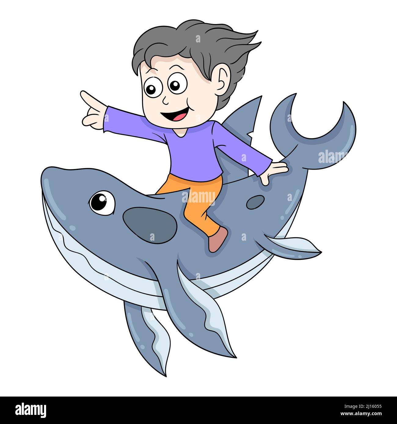 boy is swimming riding a whale in the ocean Stock Vector Image & Art ...