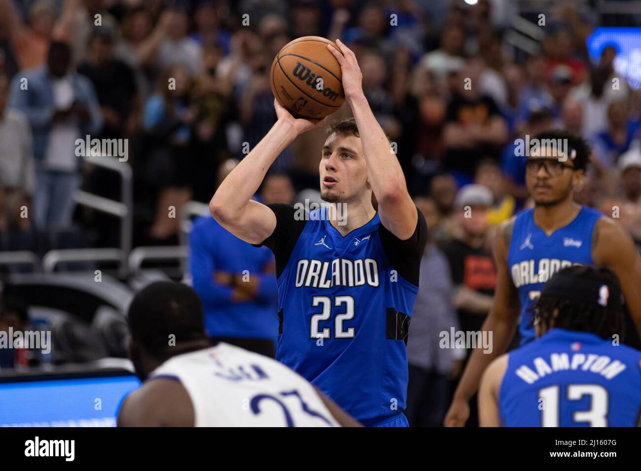 Orlando, United States. 22nd Mar, 2022. Franz Wagner (22 Orlando Magic ...