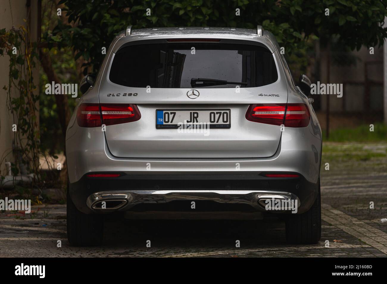 Side; Turkey – March 03 2022: silver Mercedes-Benz GLC-class is parked ...