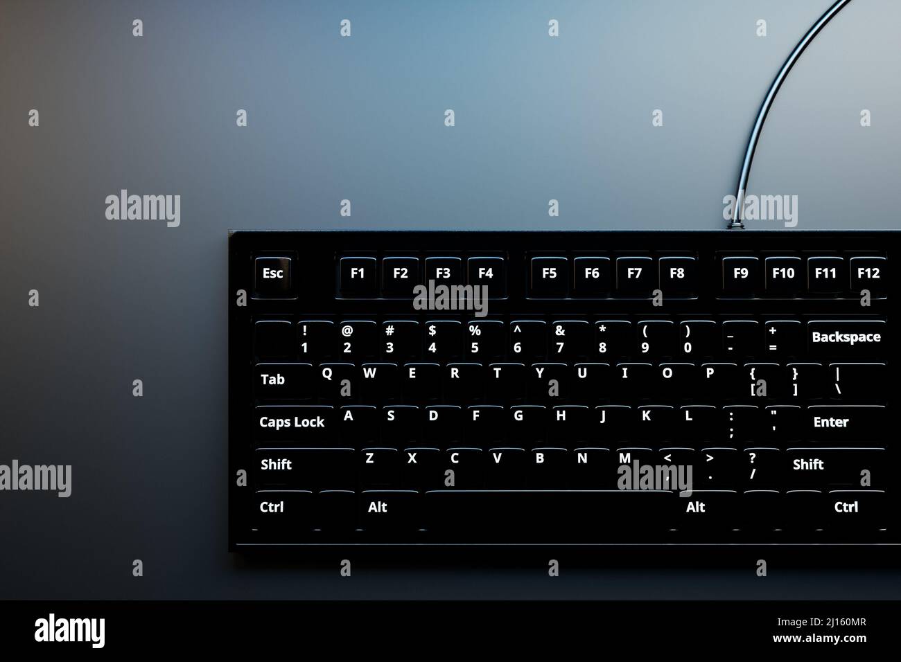 3d illustration, gaming keyboard with LED backlit. Realistic computer ...