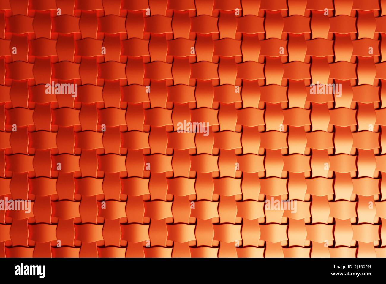 3d illustration of rows of orange squares .Set of cubes on monocrome ...