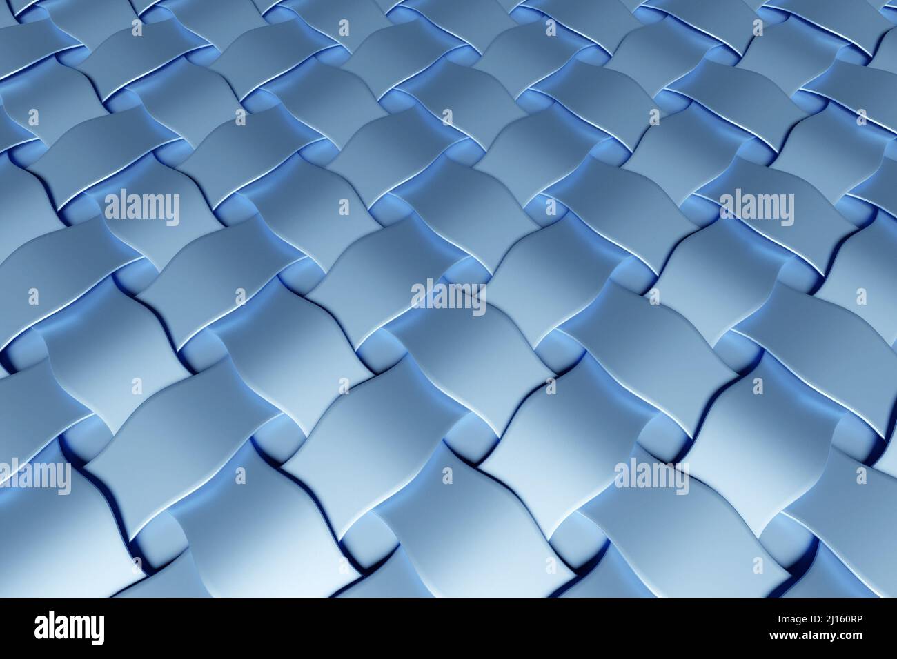 3d illustration of rows of blue cube.Parallelogram pattern. Technology ...