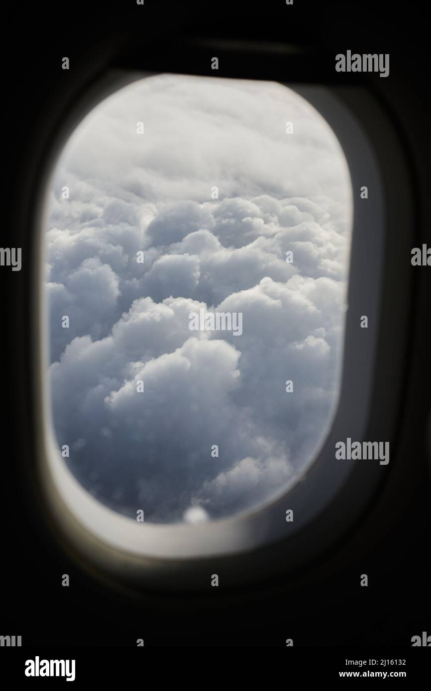 The view from the window of the aircraft on the wing in flight ...