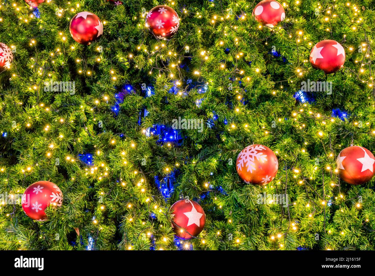 Decorative Christmas tree with red ball and light background Stock ...