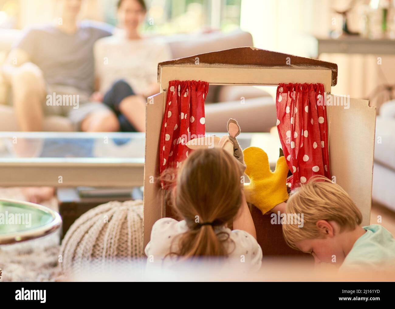 Children playing puppet show hi-res stock photography and images - Alamy