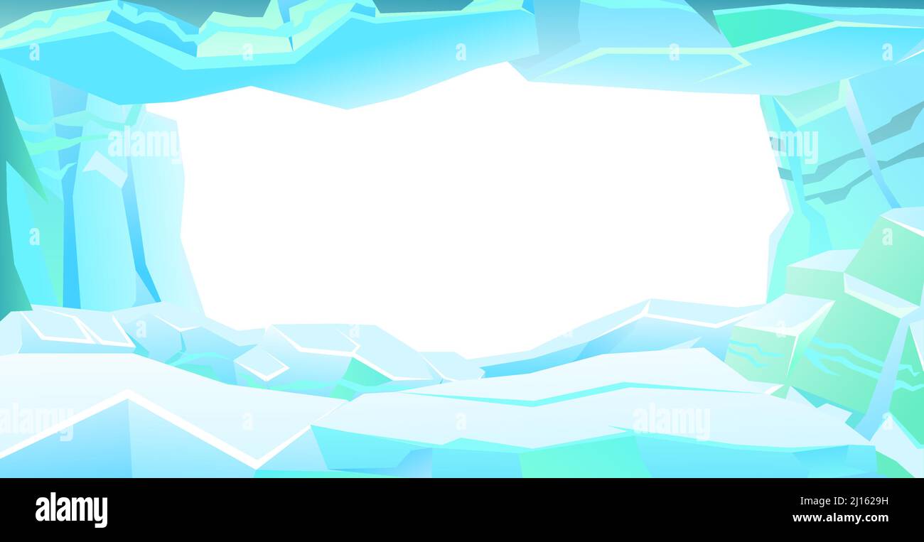 View from cave frame. Arctic landscape. Iceberg ice Antarctica ...