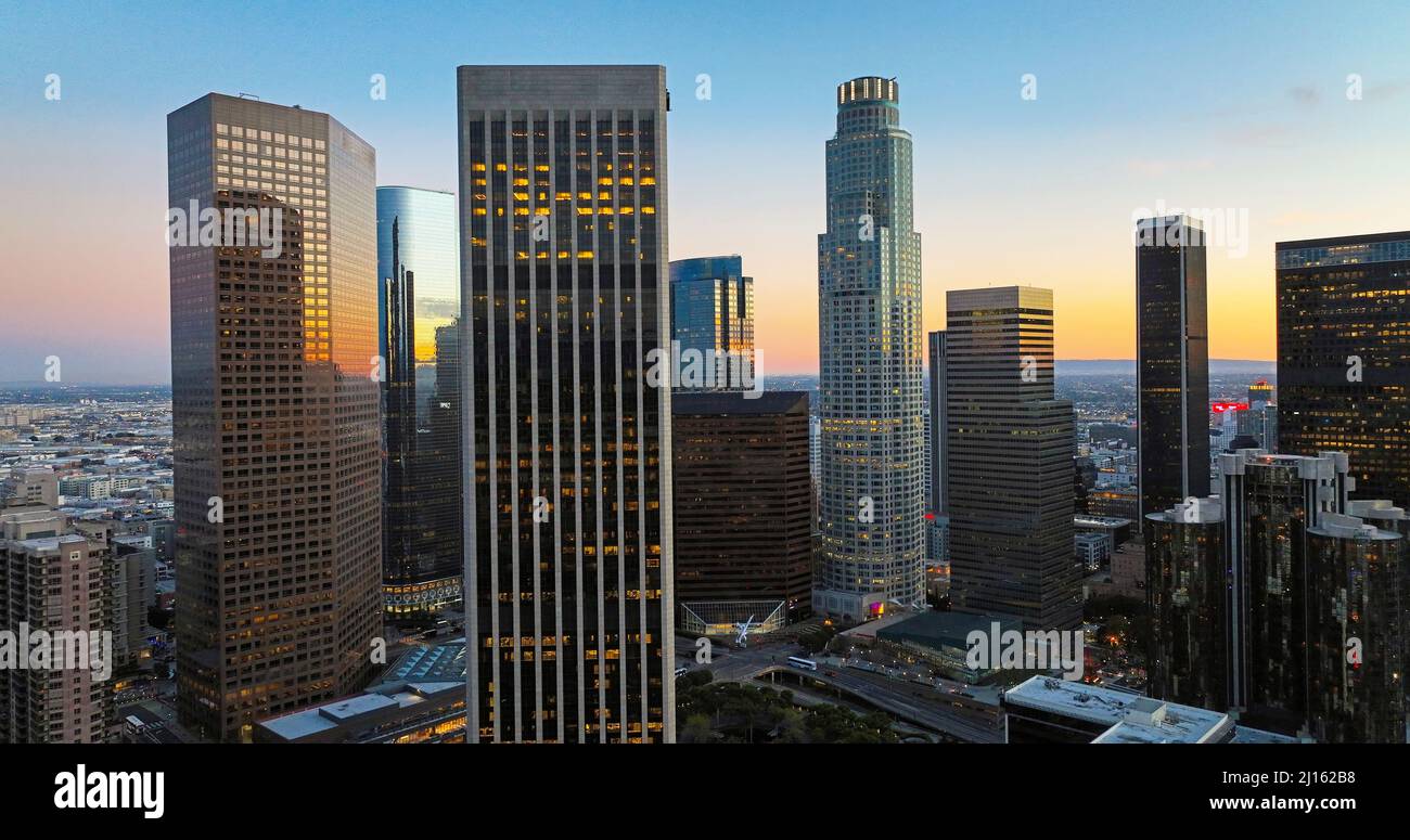 Los angeles panoramic city. Los Angeles downtown skyline. Los angeles ...