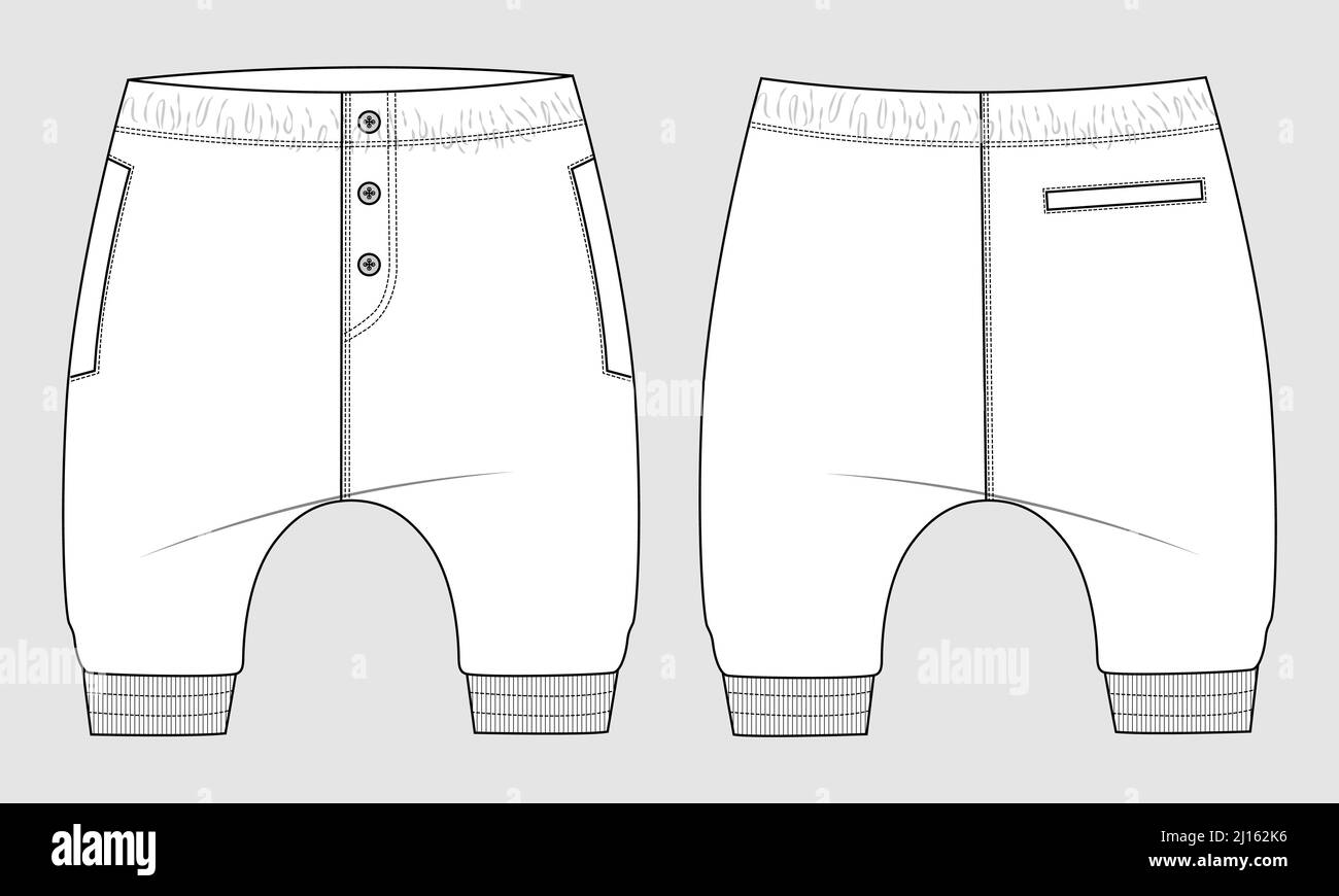 Sweatpants Fashion flat sketch vector illustration template For Kids ...