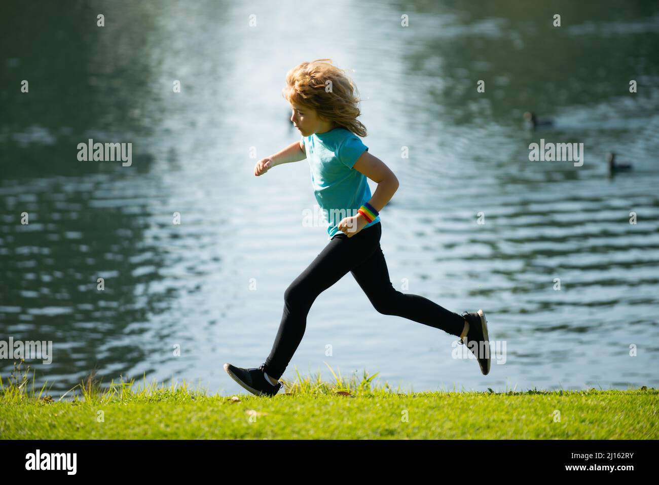 Kids running outdoors. Run and healthy sport for children. Child ...