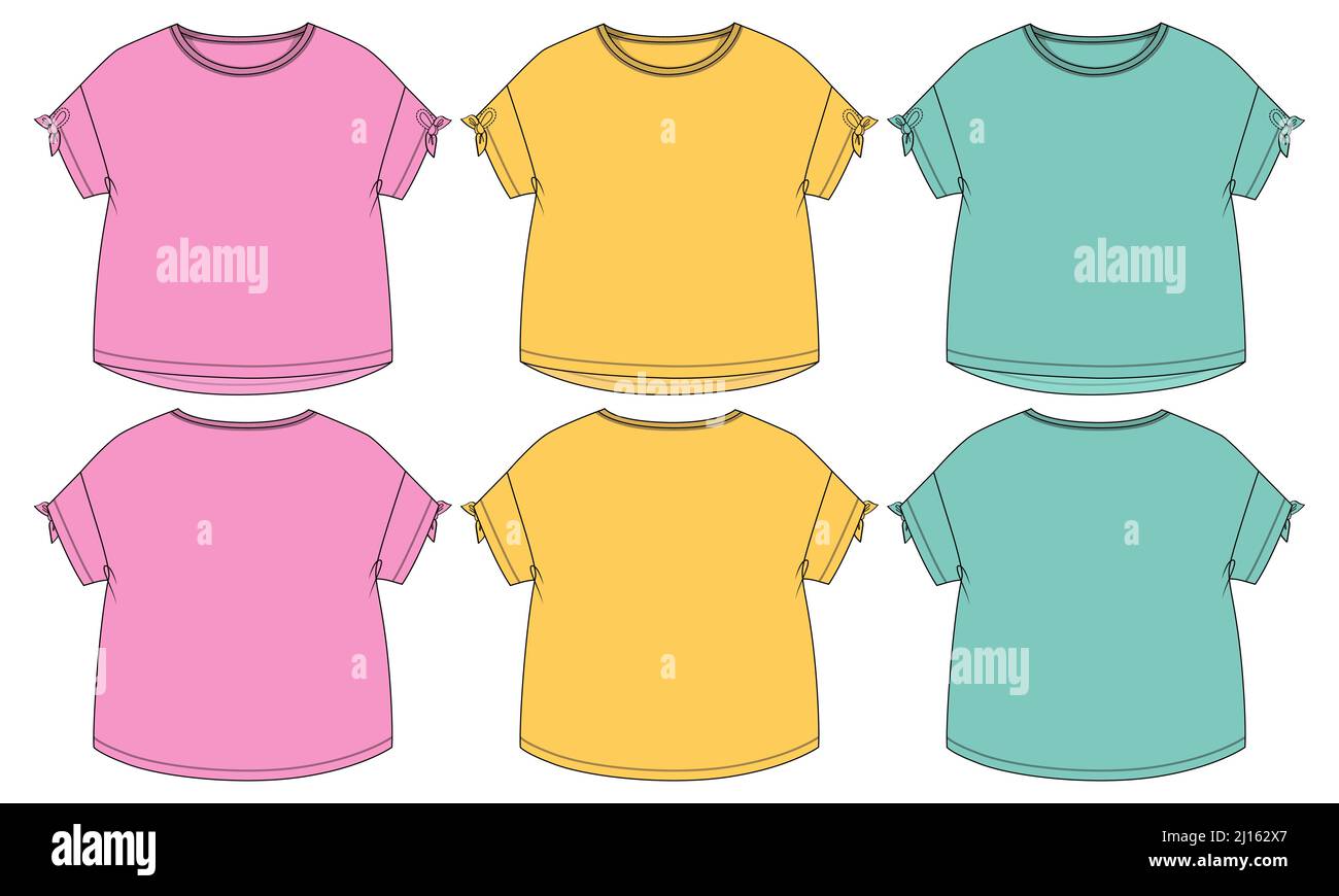Various colors Short sleeve basic t shirt vector template for ladies ...