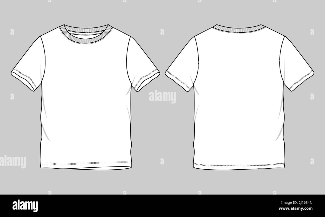 Regular fit Short sleeve T-shirt technical Sketch fashion Flat Template ...
