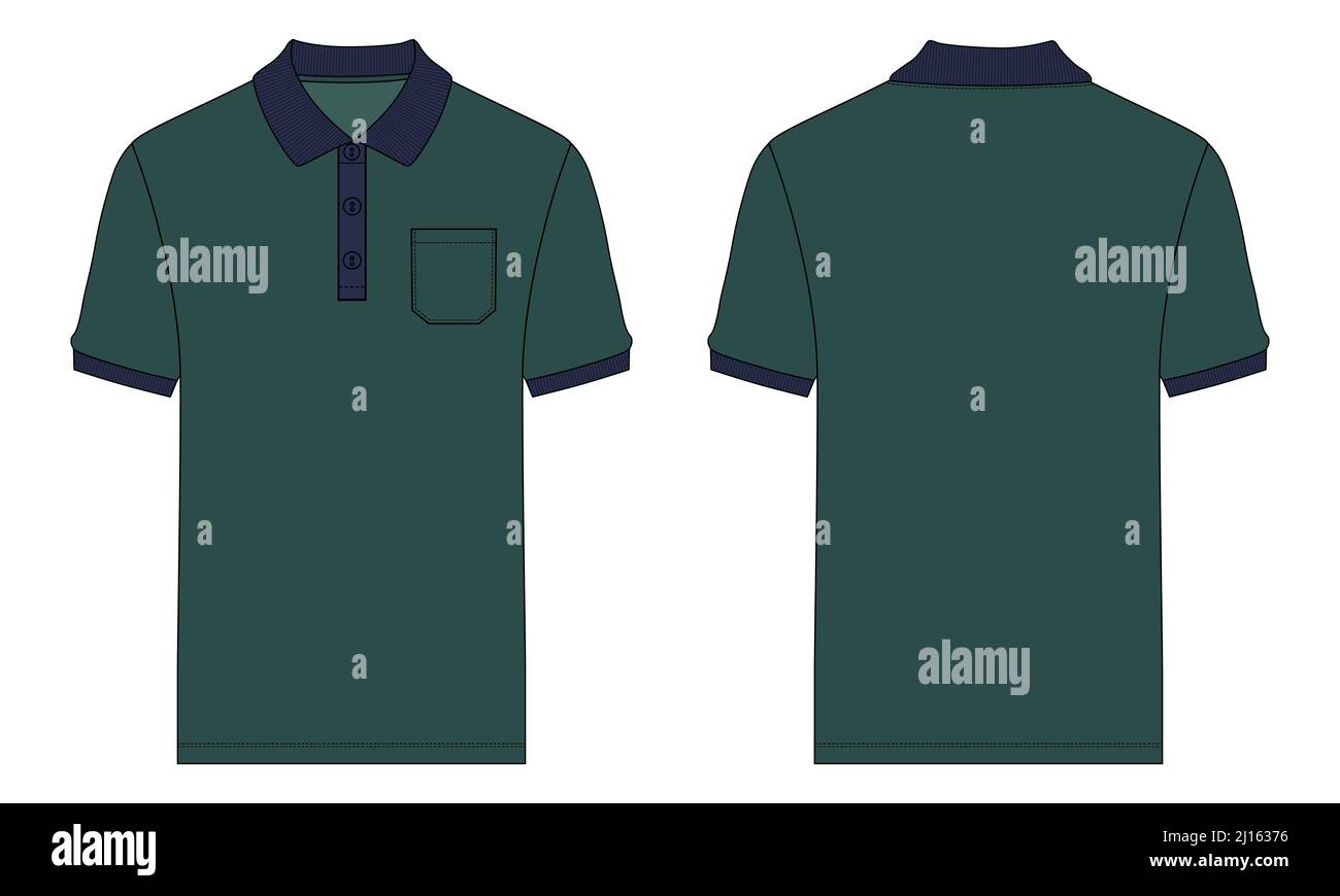 Polo shirt Overall technical fashion Drawing Flat sketch template front ...